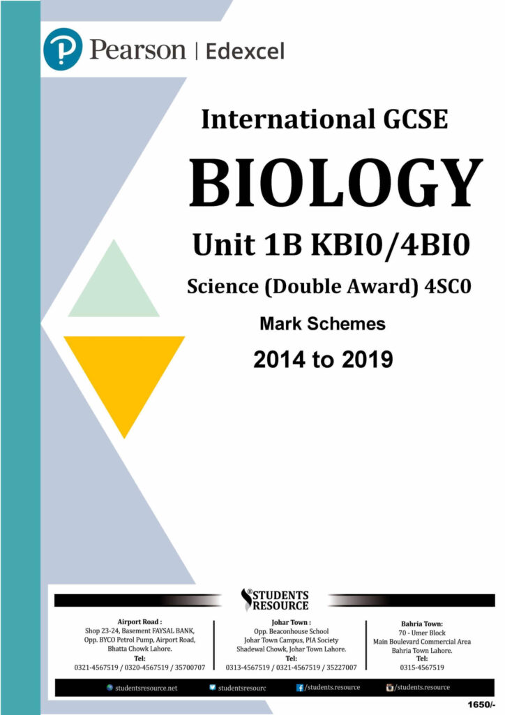 Pearson Edexcel International GCSE Biology Unit 1B KBI0 / 4BI0 – Hazir ...