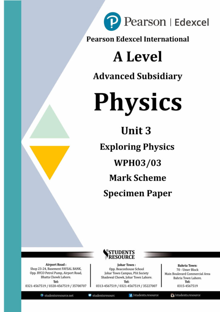 Pearson Edexcel IAL WPH03 Physics Unit 3 – Hazir Hay | Best Online Book ...
